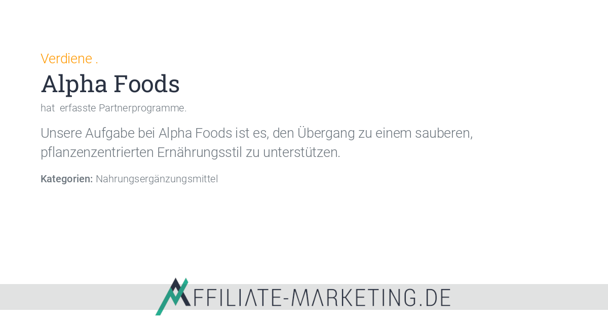 Alpha Foods Partnerprogramm