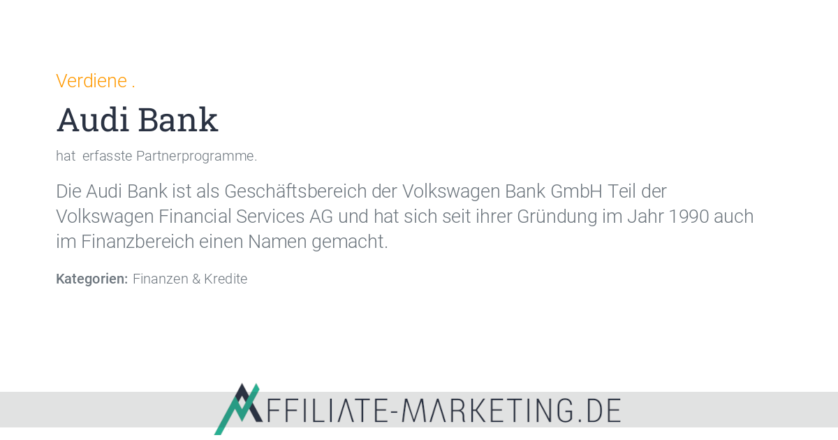 Audi Bank Partnerprogramm