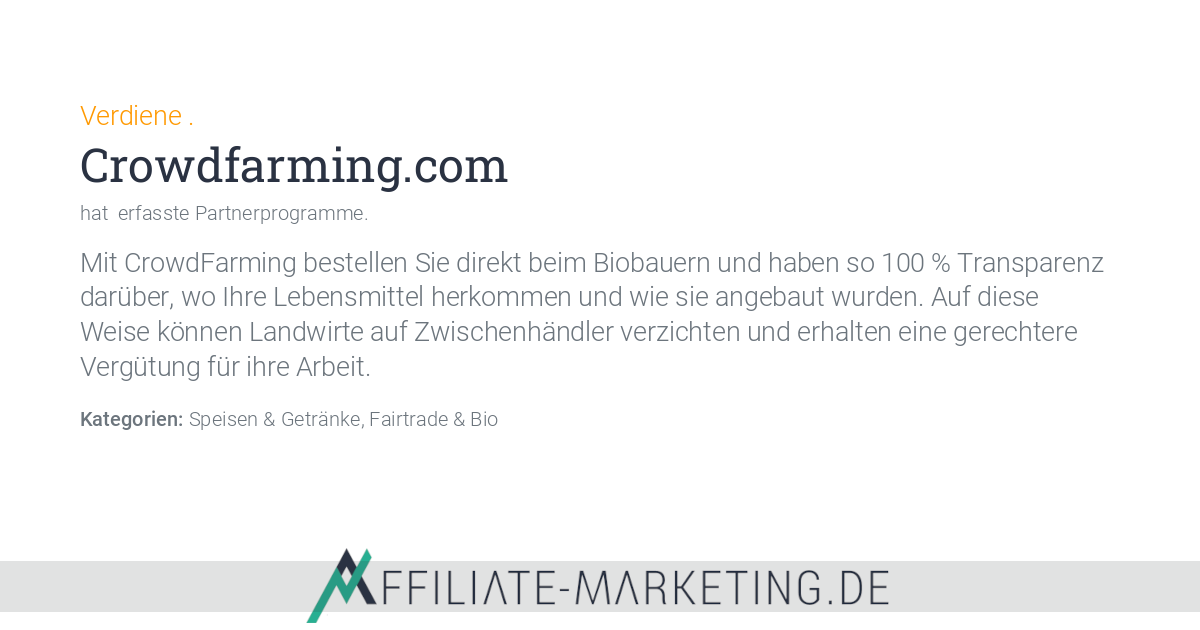 Crowdfarming.com Partnerprogramm