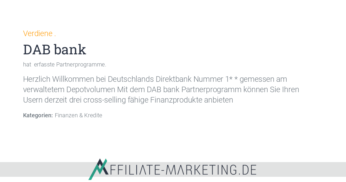 DAB bank Partnerprogramm