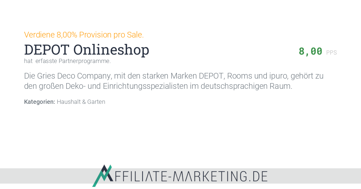 DEPOT Onlineshop Partnerprogramm