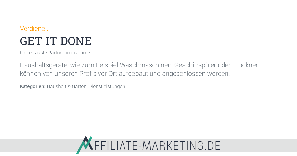 GET IT DONE Partnerprogramm