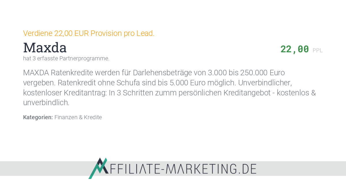 Maxda Partnerprogramm: 3,00% Provision pro Sale verdienen
