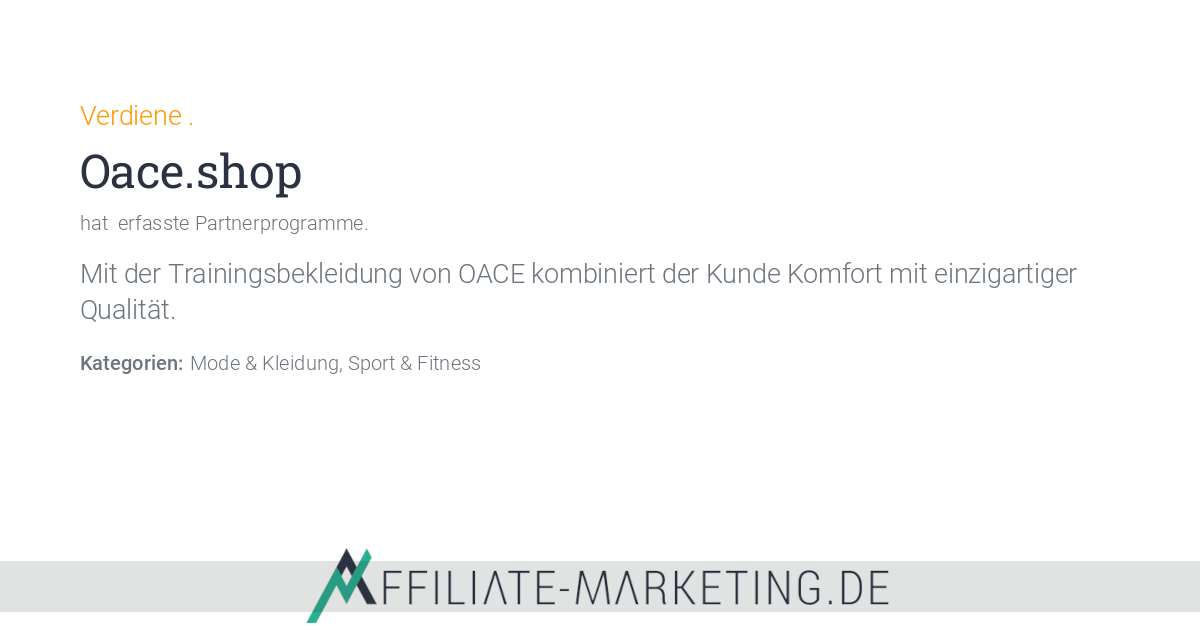Oace.shop Partnerprogramm
