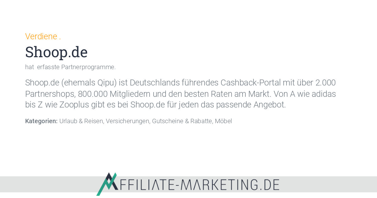 Shoop.de Partnerprogramm