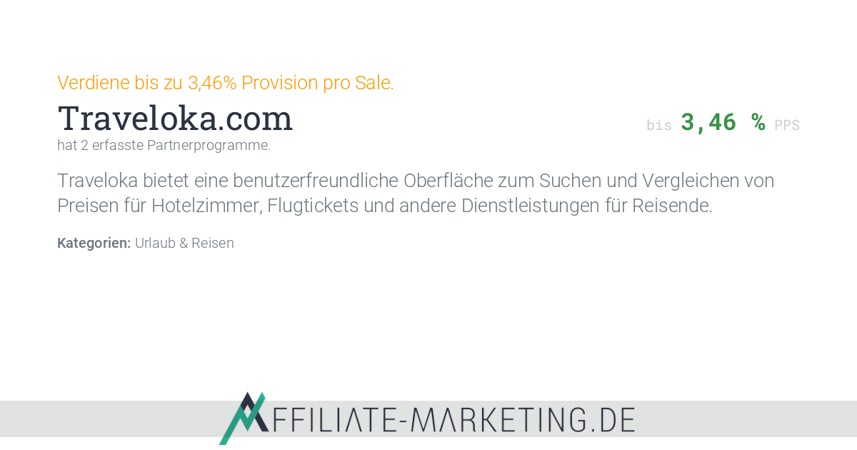 Traveloka.com Partnerprogramm: bis zu 3,46% Provision pro Sale verdienen